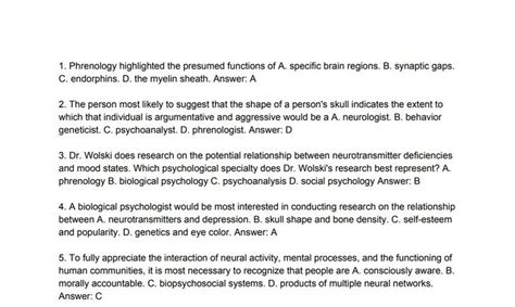 Psychological Ssy 101 Examination For Testing Functions Of The Brain