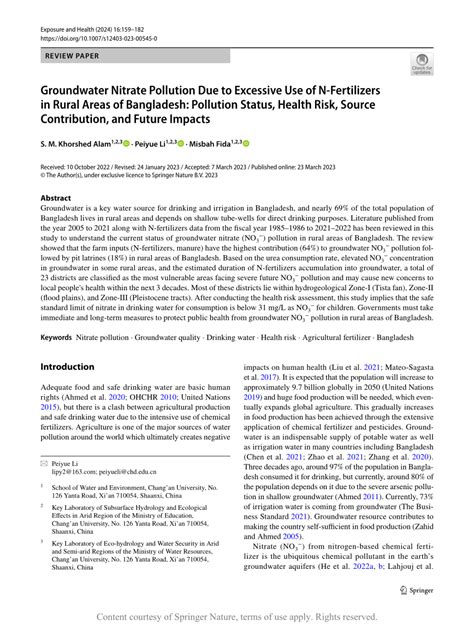 Groundwater Nitrate Pollution Due To Excessive Use Of N Fertilizers In