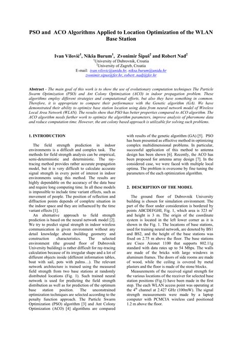 Pdf Pso And Aco Algorithms Applied To Location Optimization Of The