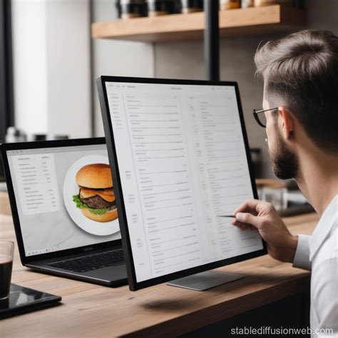 Man Creating Menu With Software Stable Diffusion Online