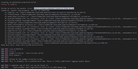Failed To Minify The Bundle Error On Build Related To Terser