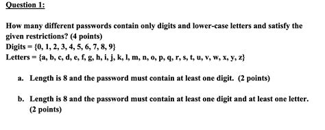 solved question 1 how many different passwords contain only