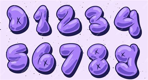 Premium Vector Vector Set Color Bubble Graffiti Font Numbers Lettering