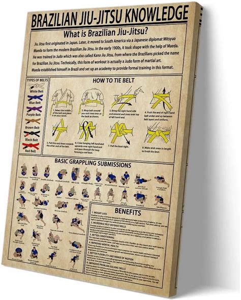 Brazilian Jiu Jitsu Wall Art Knowledge Poster Educational Wall Art Jiu