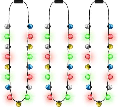 Christmas Light Necklace 3pcs Light Up Bells Christmas