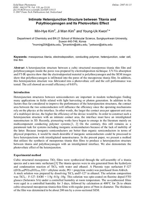 Intimate Heterojunction Structure Between Titania And Polythiocyanogen