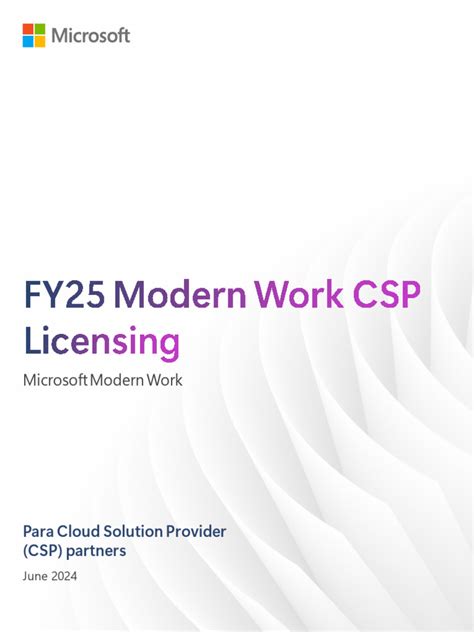 Fy25 Modern Work Csp Licensing Partner Es V11 Pdf Microsoft