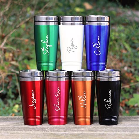Personalised Stainless Steel Travel Cup Insulated Drinks Flask Laser