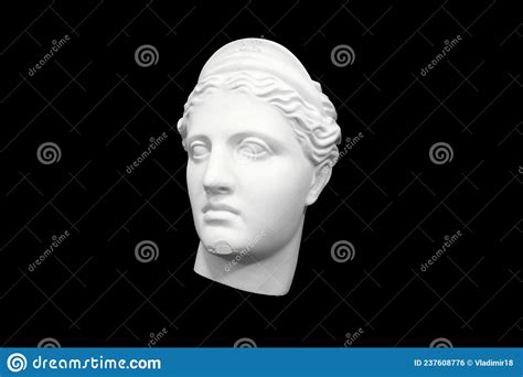 Bust Head Of A Woman Made Of Plaster Cast Isolated On Black Background Three Quarter Position