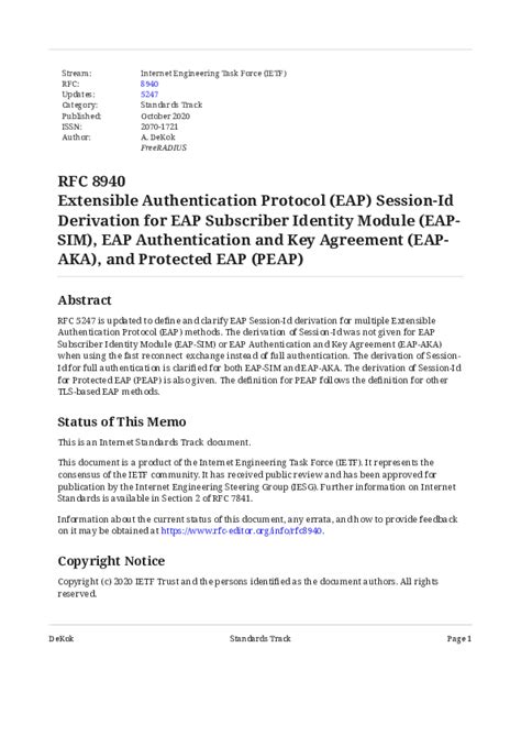 Pdf Eap Session Id Derivation For Multiple Methods