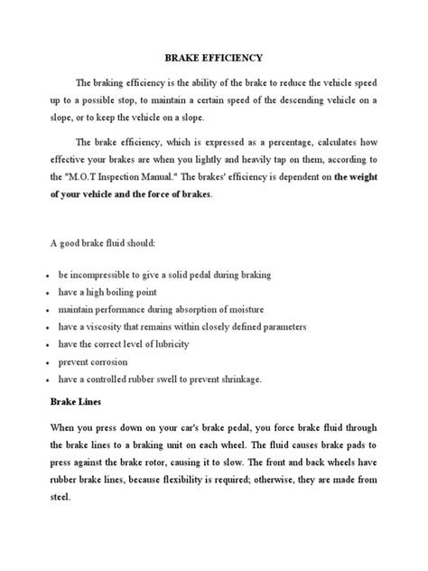 Brake Efficiency Calculation Pdf Brake Friction