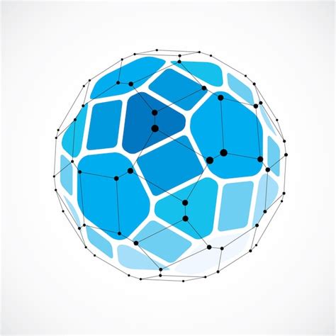 Premium Vector Abstract Vector Low Poly Object With Black Lines And Dots Connected Blue 3d