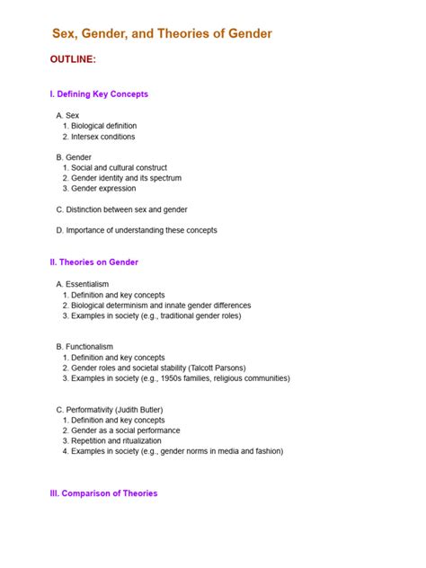 Sex Gender And Theories On Gender Pdf