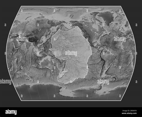 Pacific Tectonic Plate On The Grayscale Elevation Map In The Times Projection Centered