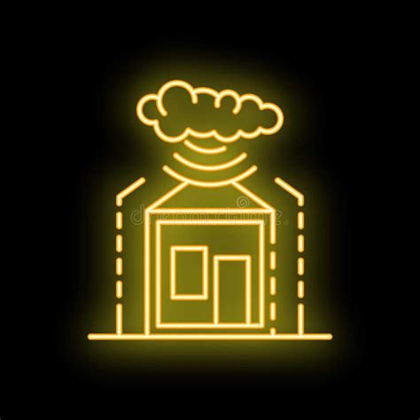 Neon Icon Of Smart Home Technology Connecting To Cloud Server Stock Illustration Illustration