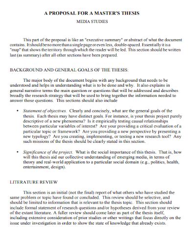Free 10 Master Thesis Proposal Samples In Pdf