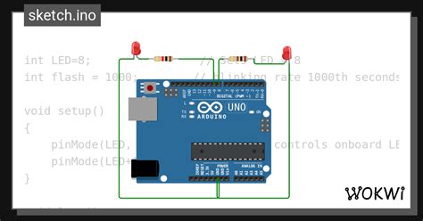 5 Two Leds Blink Wokwi Esp32 Stm32 Arduino Simulator