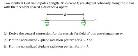 Solved Two Identical Hertzian Dipoles Length Dl Current I