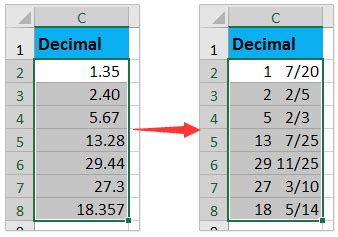 How To Convert Between Fraction And Decimal In Excel