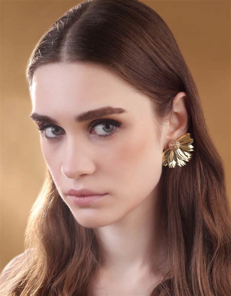 Marigold Gold Earrings Hand Embroidered Sequins And Beads Olivia Dar