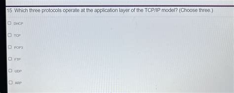 Solved 15 ﻿which Three Protocols Operate At The Application