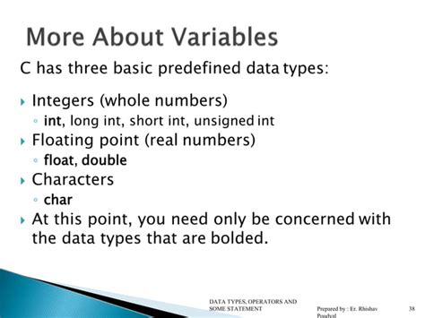 Datatype And Operators Used In C Programming Ppt