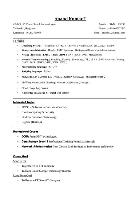 Resume Anand Odt