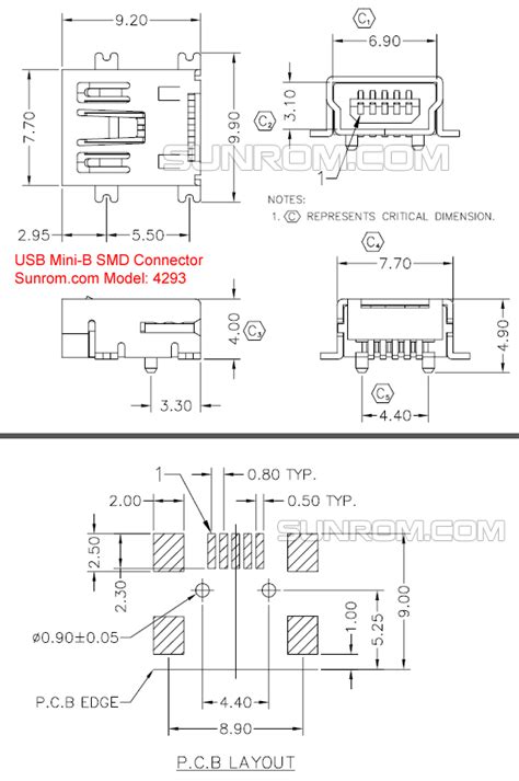Mini Usb B Smd Connector 4293 Sunrom Electronics
