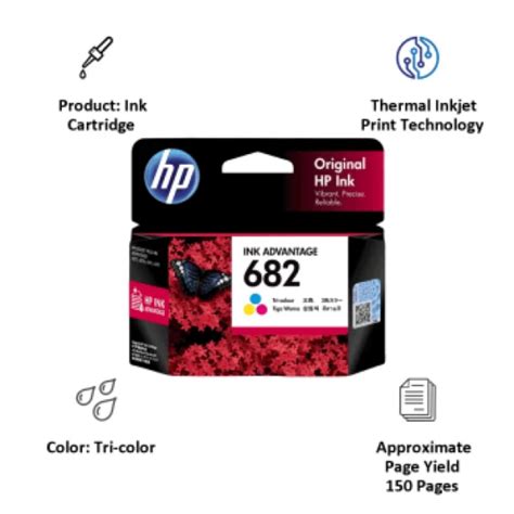 Hp Original 682 Tricolor Ink Cartridge For Homeoffice And School At