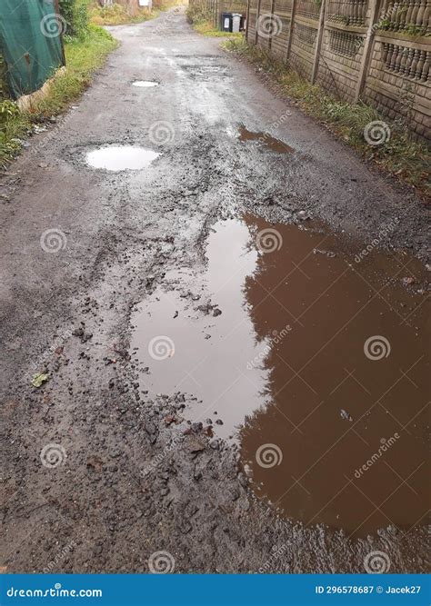 Holey Non Asphalt Road Stock Image Image Of Waterway 296578687