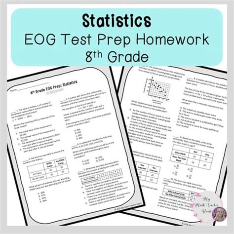 8th Grade Statistics Eog Review Homework Grade 8 Math Tpt