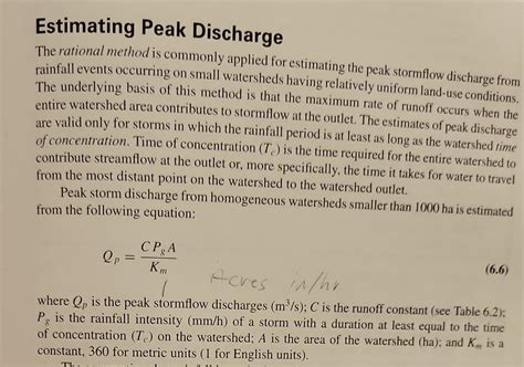 Solved B Calculation Of Peak Discharge 14 The Rational