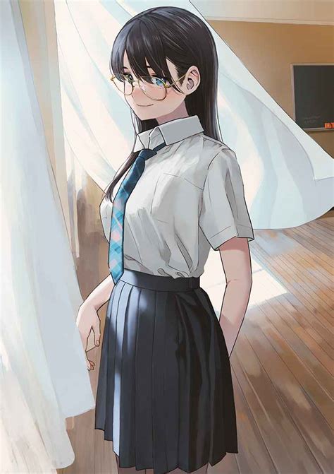 Safebooru 1girl Black Hair Black Skirt Blue Eyes Blue Necktie