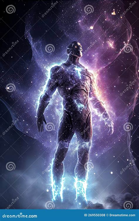 Extraterrestrial Intelligence In The Form Of A Man Made Of Stars Generative Ai Stock