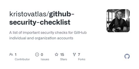 Github Kristovatlasgithub Security Checklist A List Of Important