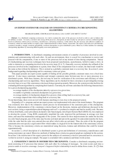 pdf an expert system for analysis of consistency criteria in