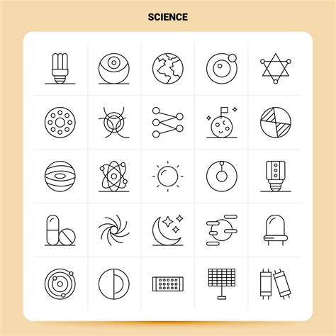 Outline 25 Science Icon Set Vector Line Style Design Black Icons Set Linear Pictogram Pack Web