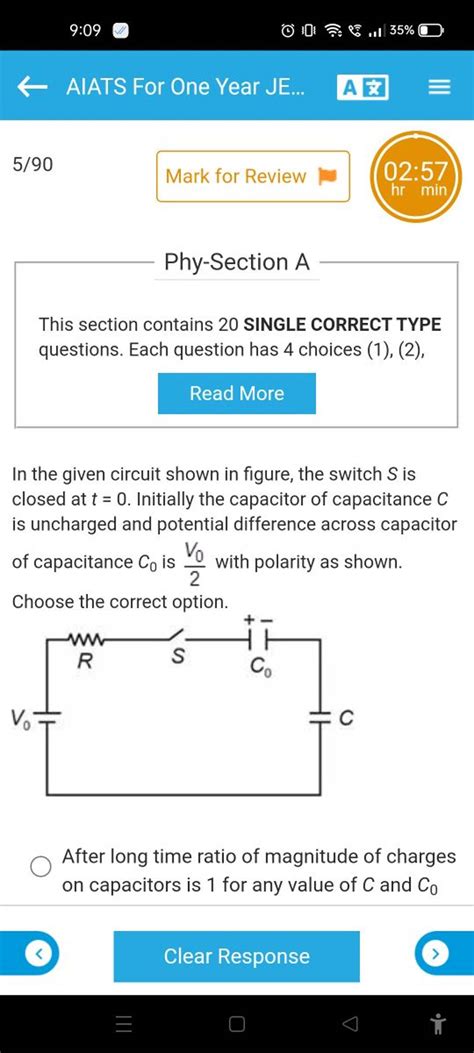 In The Given Circuit Shown In Figure The Switch S Is Closed At T 0 Init