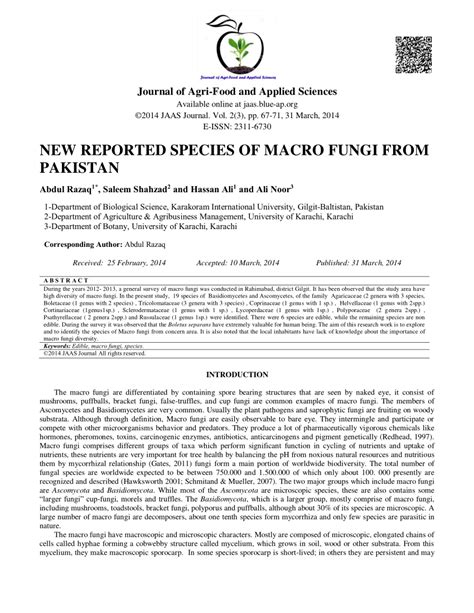 Pdf Journal Of Agri Food And Applied Sciences New Reported Species Of