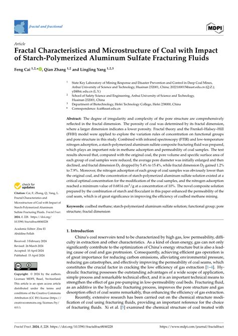 Pdf Fractal Characteristics And Microstructure Of Coal With Impact Of Starch Polymerized