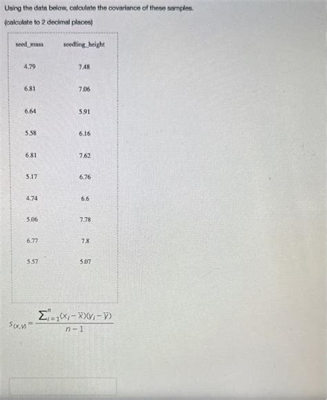 Solved Using The Data Below Calculate The Covariance Of Chegg Com