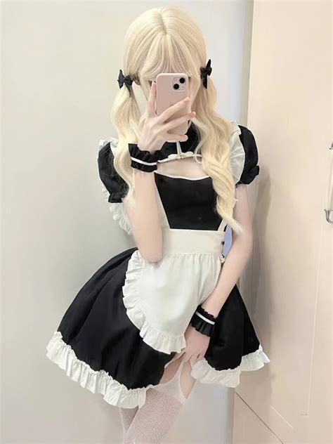 여성용 귀여운 핑크 로리타 드레스 섹시한 메이드 복장 할로윈 코스프레 의상 프랑스 하인 로리타 베이비돌 드레스 유니폼