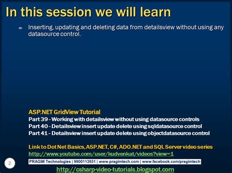 Sql Server Net And C Video Tutorial Part Insert Update And Delete Data From