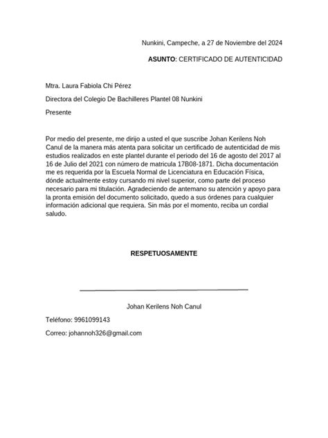 Solicitud De Certificado De Autenticidad Pdf