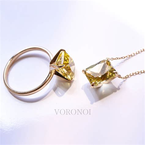 【数量限定】voronoi Open Setting エメラルドカット 「レモンクォーツ」 シンプル Voronoi ボロノイ ｰ 繊細・モダン・オリジナルジュエリーブランド