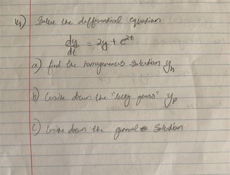 solved 14 galue the differential equalian dy de a find the