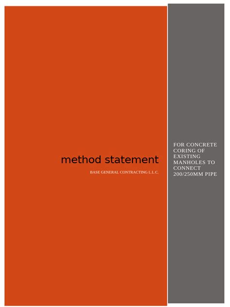 022 Method Statement Concrete Coring Of Existing Manholes For New