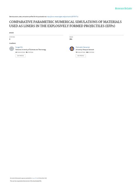 Comparative Parametric Numerical Simulations Of Ma Pdf Plasticity Physics Strength Of