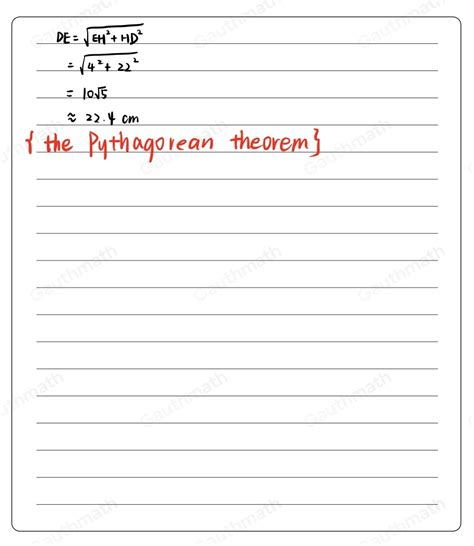 Resueltouse Pythagoras Theorem To Work Out The Length Of De In The