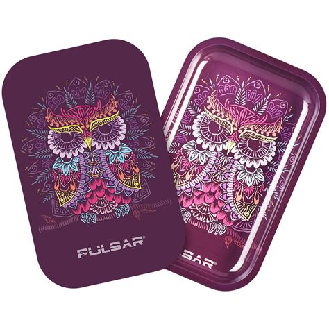 Pulsar Owl Mandala Metal Rolling Tray W Lid Smokertogood